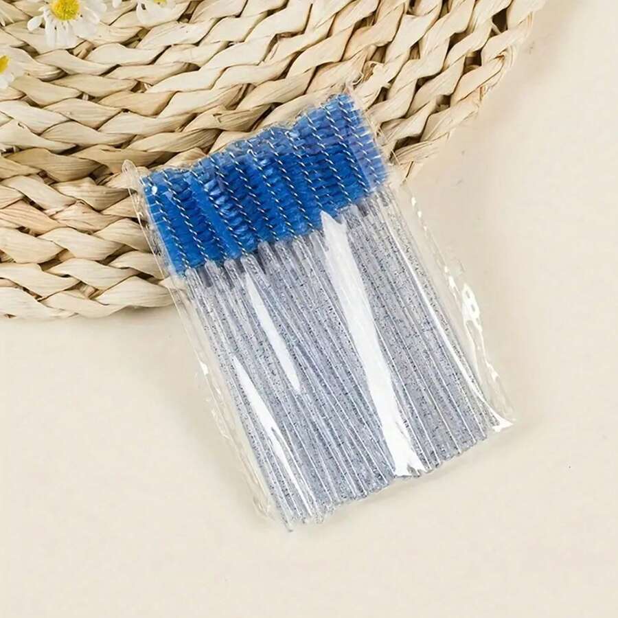 50 Pieces/Pack Disposable Mascara Wands Bendable Eyebrow Brush Portable ...