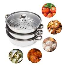 3-Tier Stainless Steel Steamer Steamer Pot, 28CM Cooking Multipurpose ...