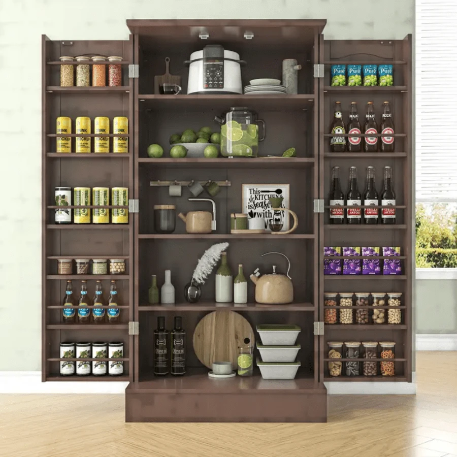 47-Inch Kitchen Pantry Storage Cabinet, Ample Freestanding Storage With ...