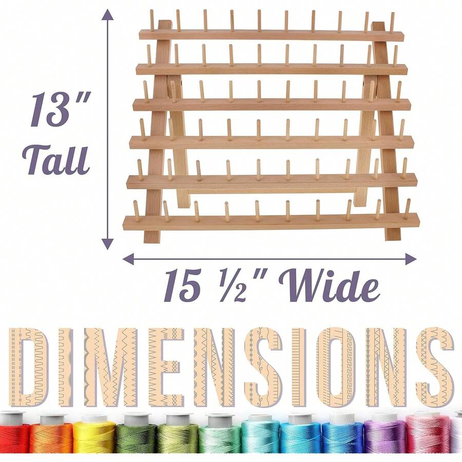 Art Supply Premium Beechwood 60-Spool Sewing & Embroidery Thread Rack ...