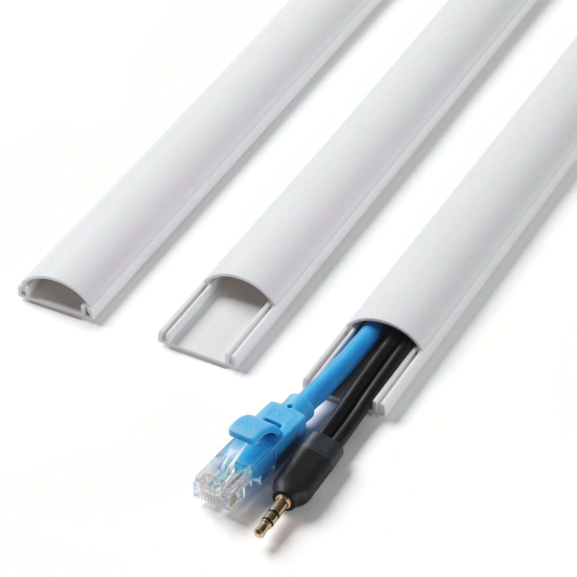 3 piezas Canaleta de cable de PVC curva de 33 cm de largo para gestión ...