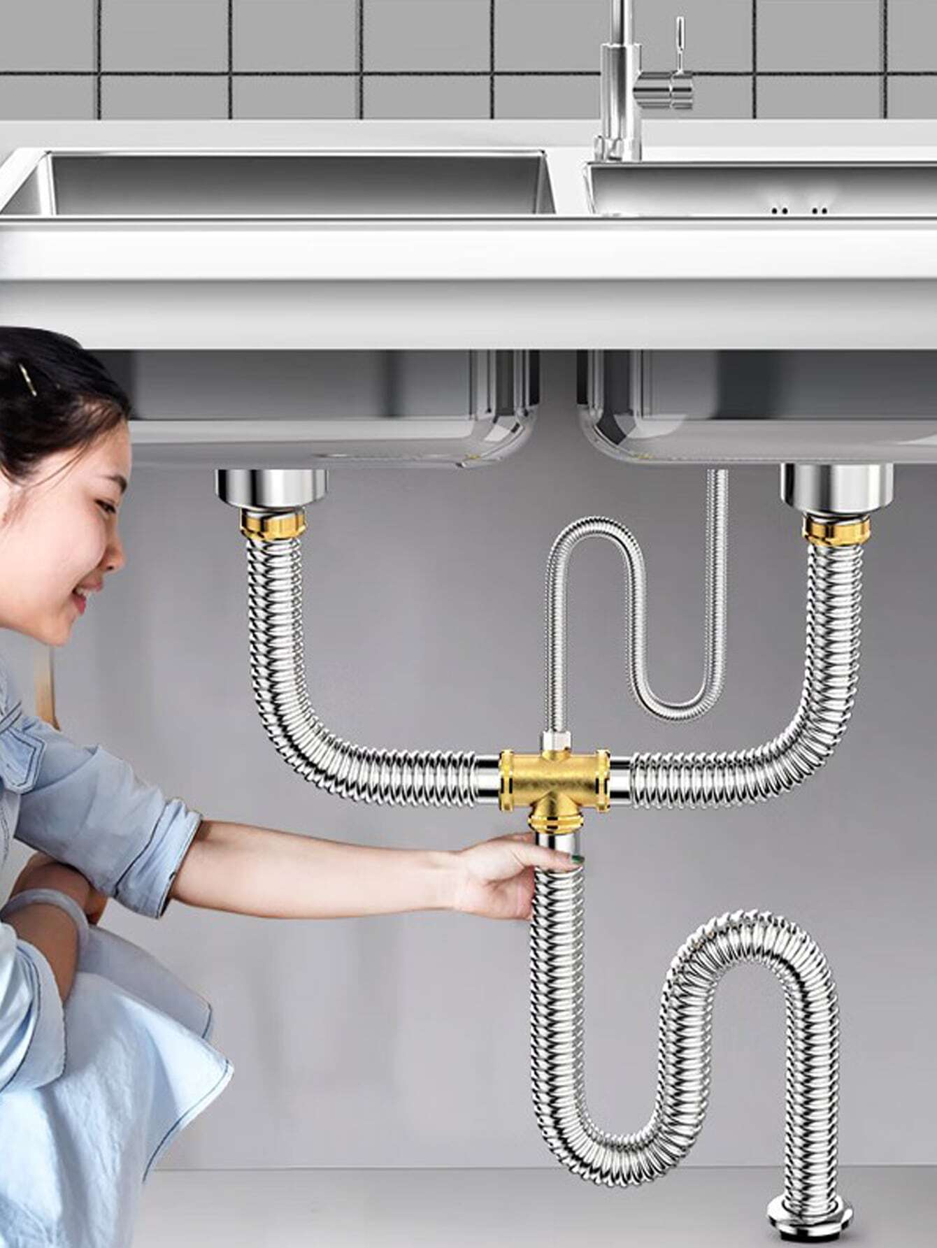 Accesorios de tuberías de agua del fregadero de cocina, juego de ...