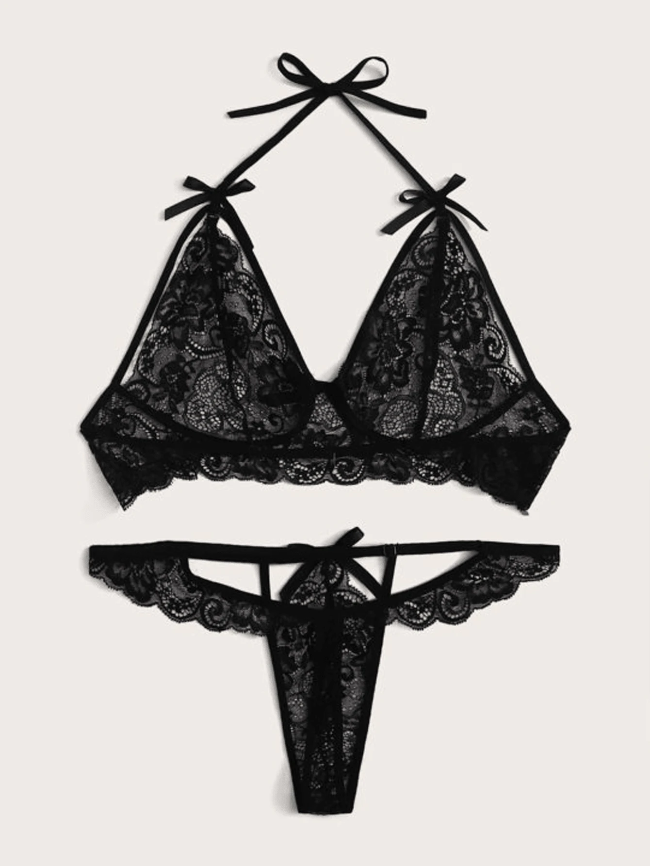 Women's Sexy Lingerie Set, Plus Size Three-Point Bra With Cleavage Lace ...