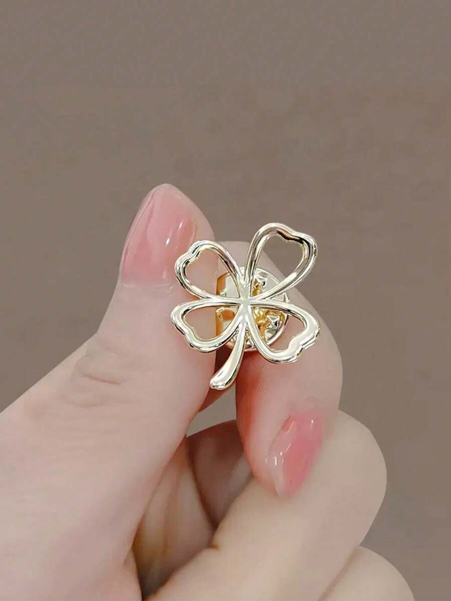 2 Golden Mini Four-Leaf Clover Personalized Pins Japanese Brooch Shirt ...