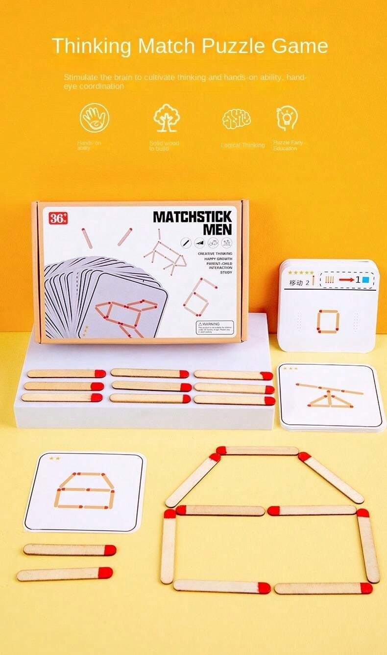 30pcs Children Wooden Matchstick Logic Puzzle, Math Manipulative ...