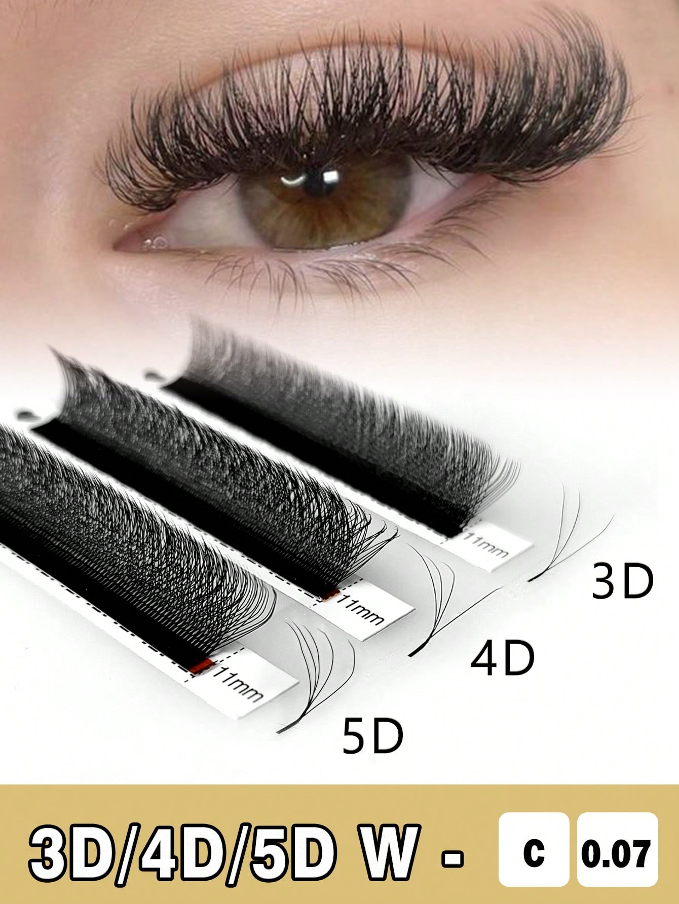 Extensiones de pestañas premodeladas 3D 4D 5D CoMango, estilo W, 0,07 mm, piel de visón ...