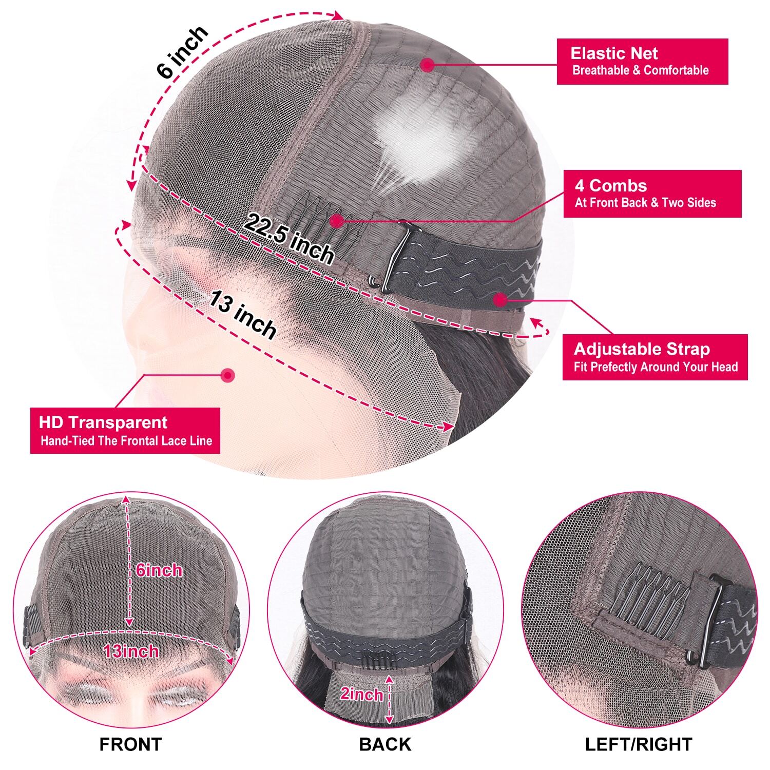 Deep Wave 13x6 Lace Front Wigs Human Hair Pre Plucked 180% Density Deep ...