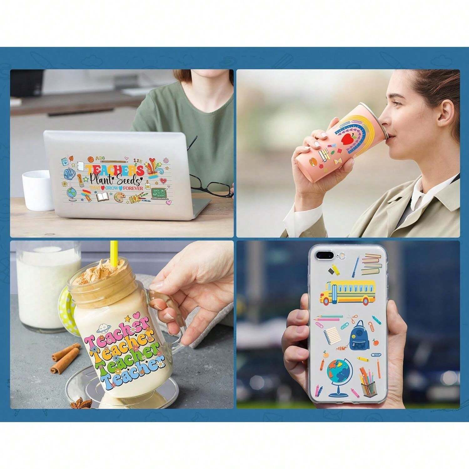 UV DTF Cup Wraps For 16 Oz - 8 Sheets Teacher UV DTF Wraps Back To ...