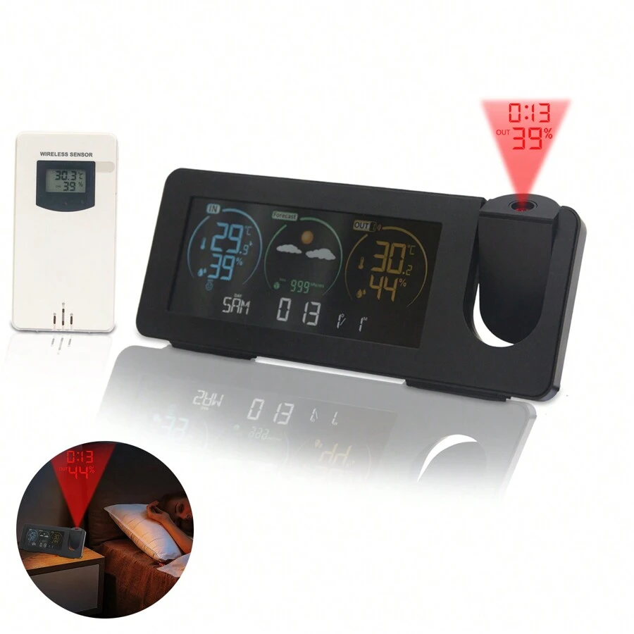 New Electronic Projection Clock Perpetual Calendar Weather Station ...