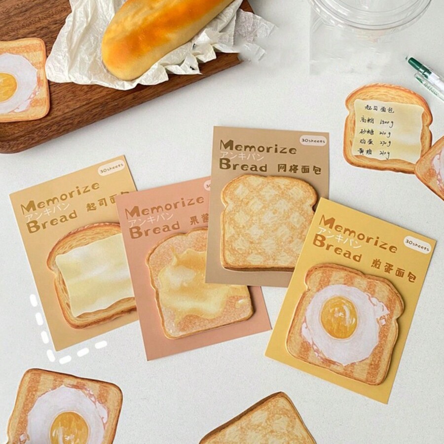 Set Of 4 Memory Bread Series Creative High-End Sticky Notes, Reusable ...