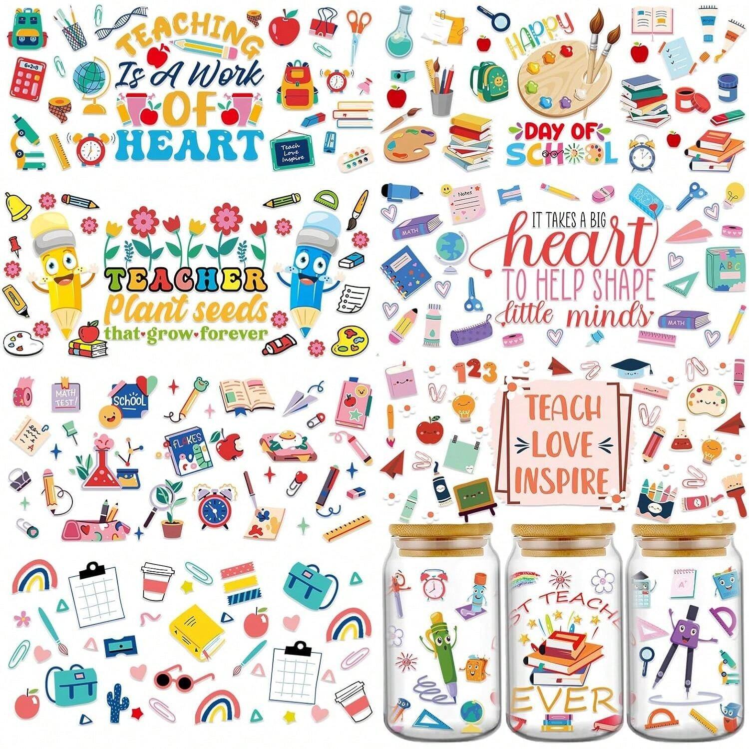 UV DTF Cup Wraps For 16 Oz - 8 Sheets Teacher UV DTF Wraps Back To ...