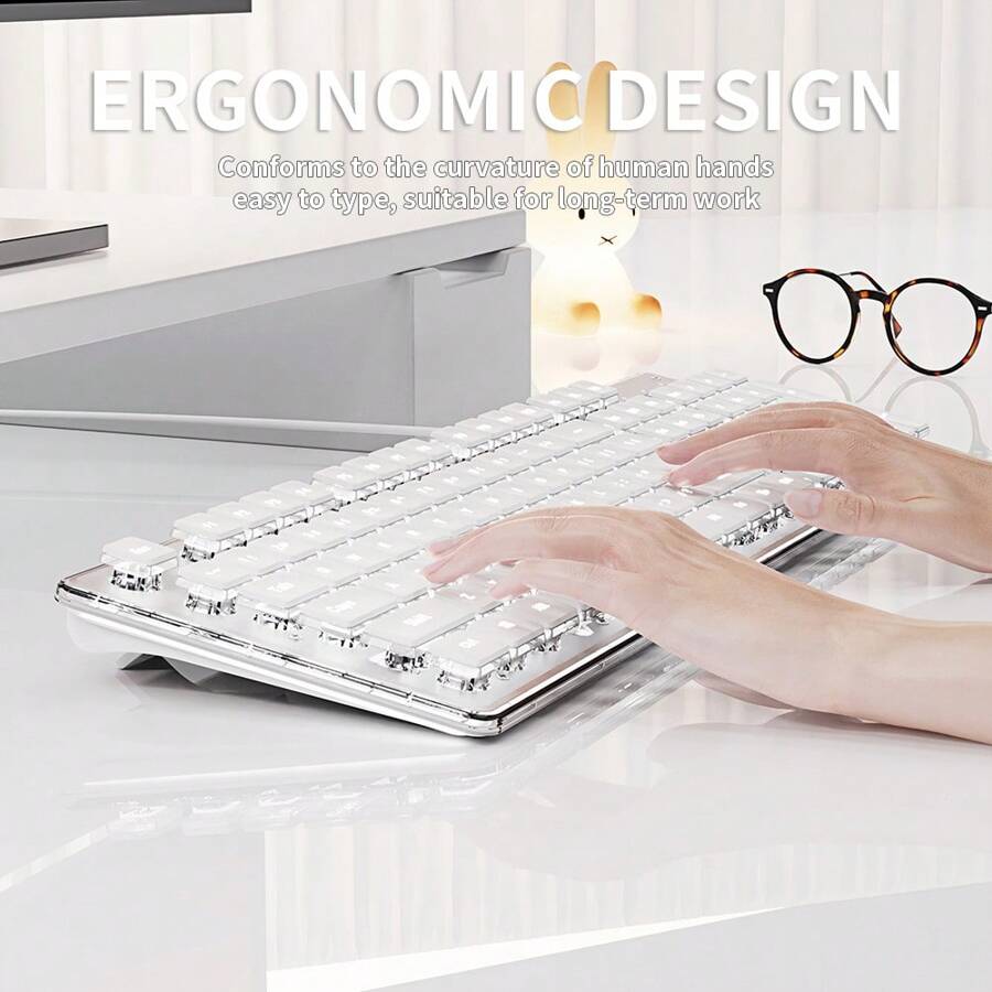 EWEADN EWEADN Gaming Keyboard Wired LED-Backlit, White Office Keyboard ...