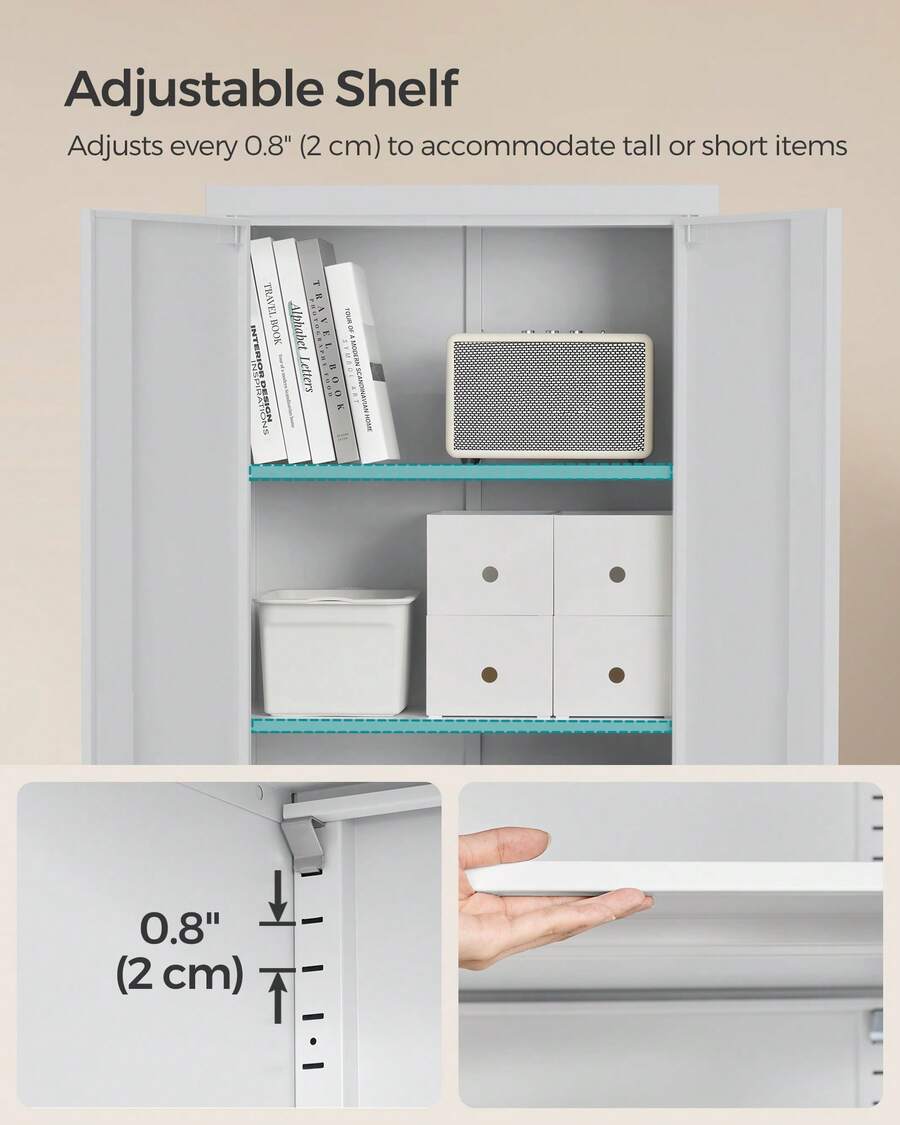 SONGMICS Storage Cabinet, Multi-Purpose 5-Tier Steel Cupboard, With ...