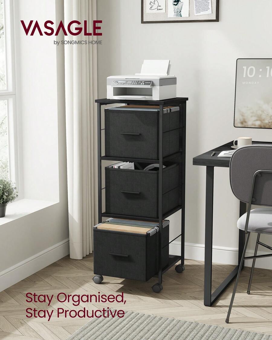 VASAGLE Filing Cabinet With 3 Drawers, Printer Stander, For A4, Letter ...