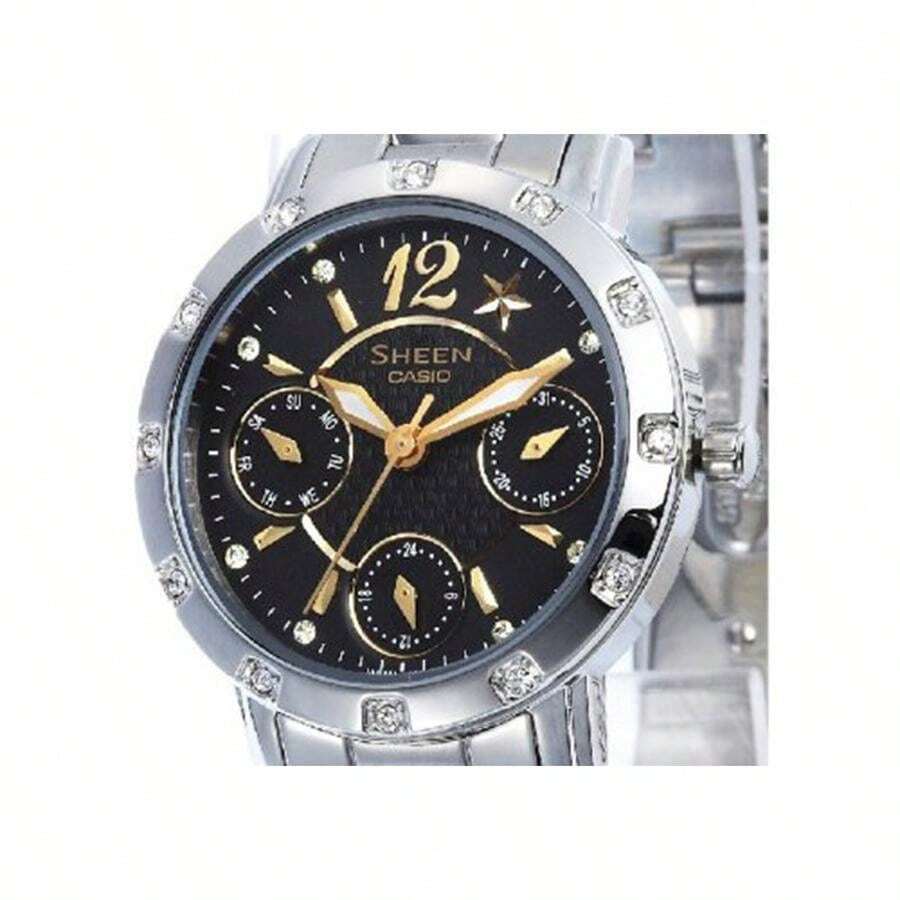 Casio SHEEN Series Women Watches Waterproof Stainless Steel Strap Black ...