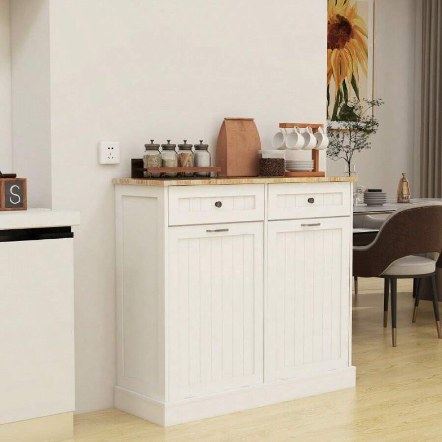 Double Tilt Trash Cabinet 10 Gallon Separate Washers, Kitchen Drawer ...