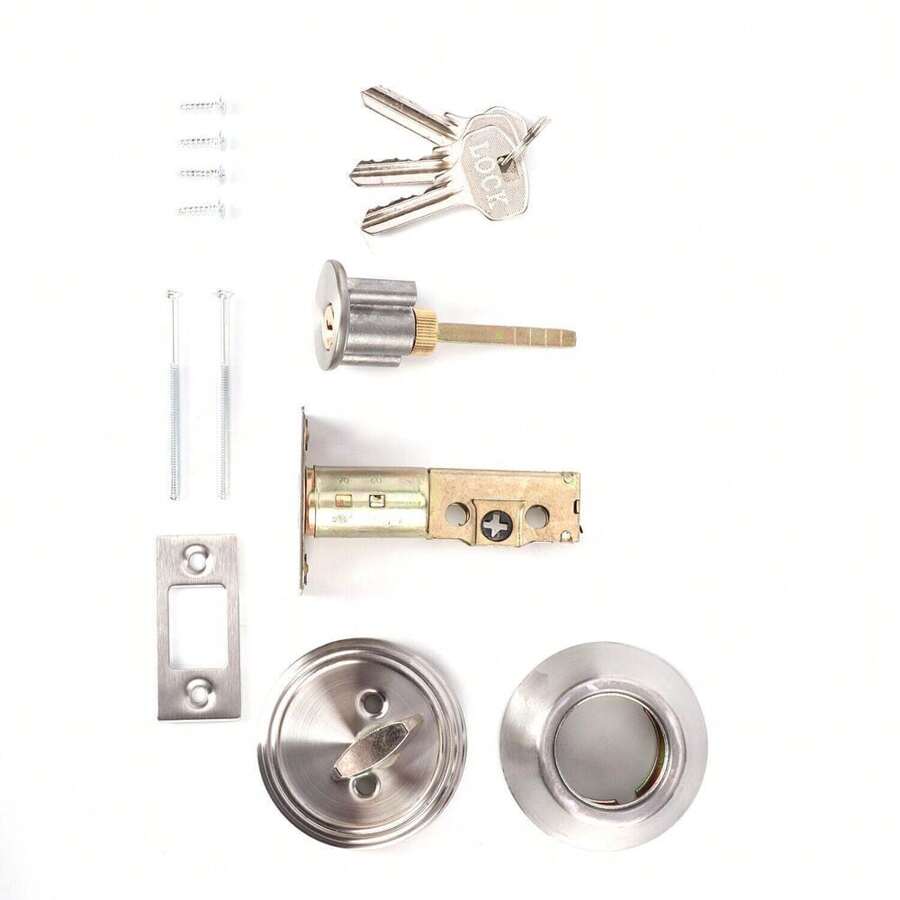 Single Cylinder Deadbolt Dead Bolt Door Lock With 3 Keys For 30-50mm ...