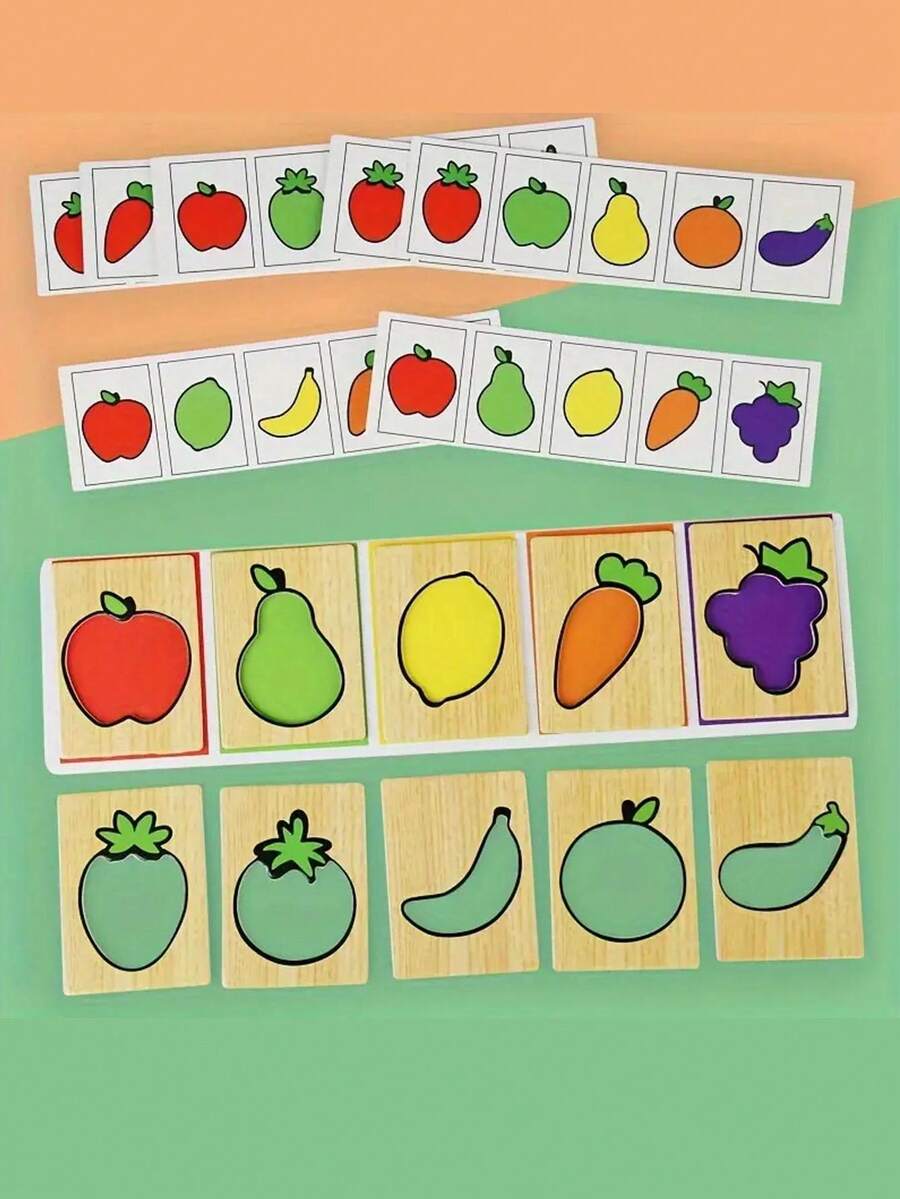 Wooden Fruit & Vegetable Color Matching Game - Educational Toys For ...