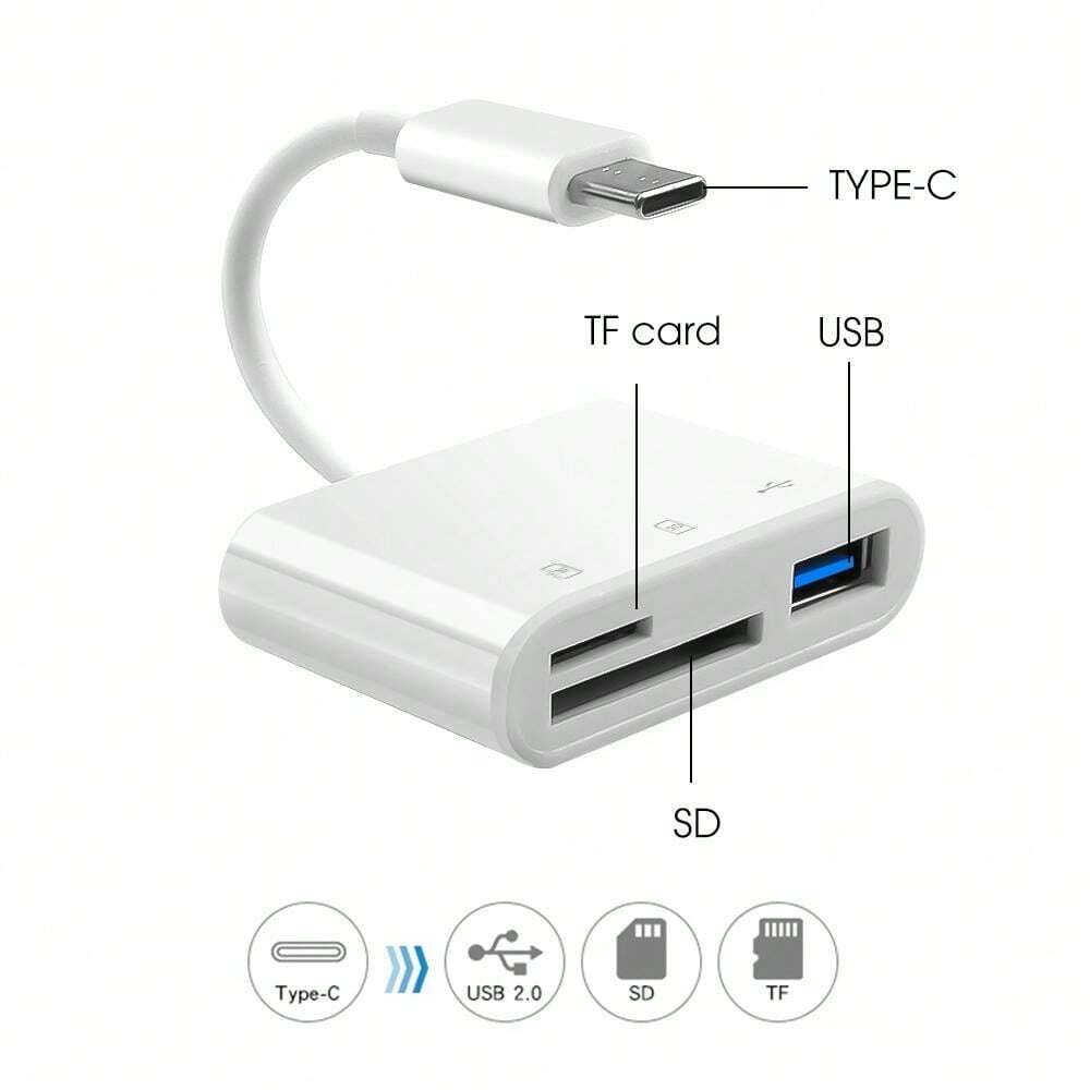 USB Type C Hub 3 In 1 Type C לTF CF SD קורא כרטיסי זיכרון USB ממיר OTG ...