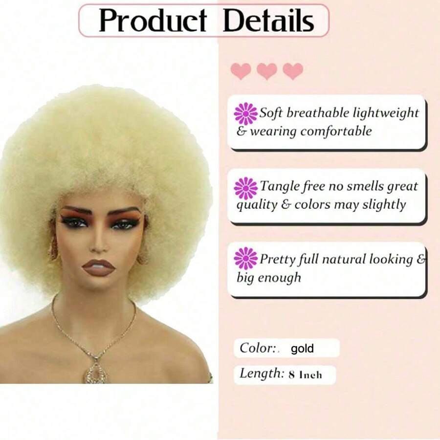 Afro Wig 70s Curly Wigs For Black Women Glueless Afro Wigs Large Bouncy ...