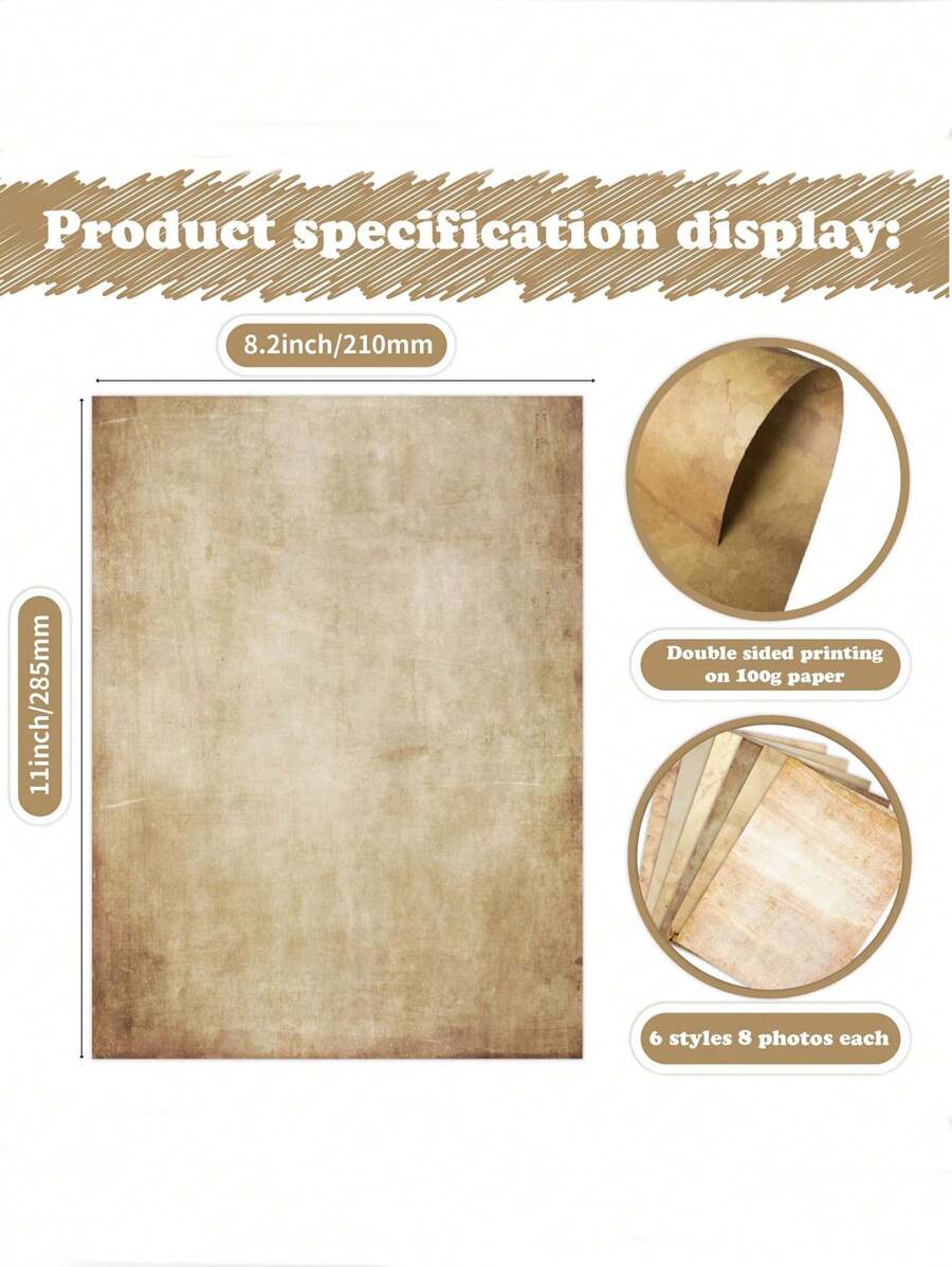 48 Sheets Vintage A4 Double-Sided Letter Writing Paper DIY Scrapbooking ...