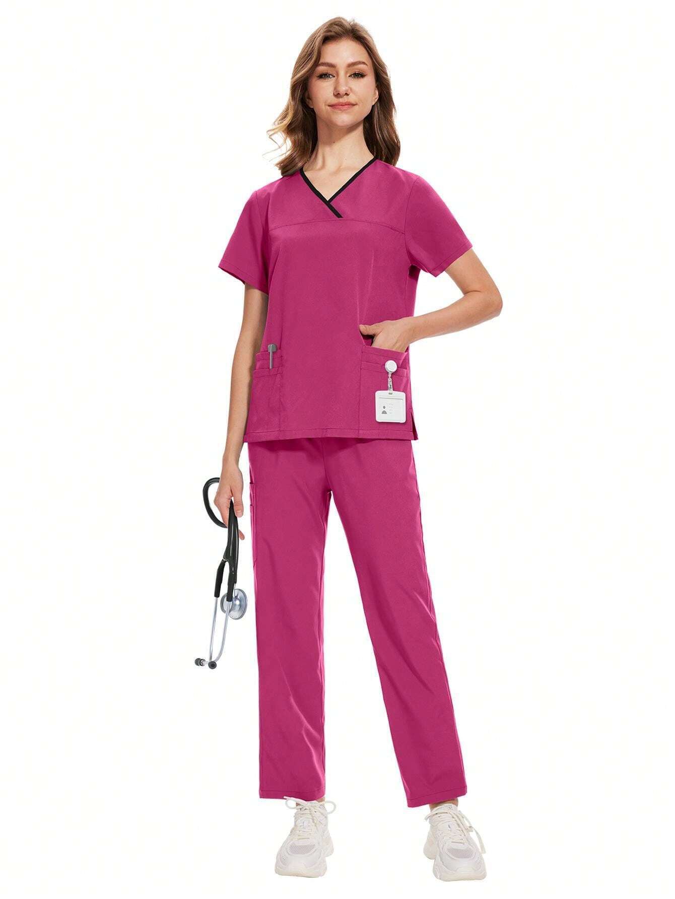 Hospital Working Scrubs Set Operating Room Scrubs Uniform Top+Pants ...