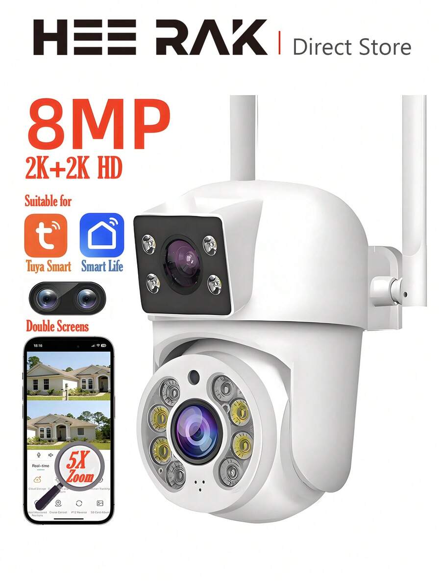 HEE RAK Cámara de seguridad Tuya de 6MP y 8MP HD, con doble banda Wi-Fi ...