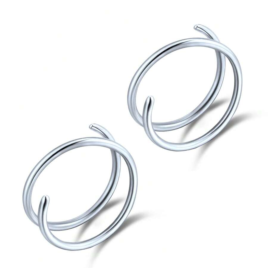 2/5pcs Double Spiral Nose Ring Hoop Hypoallergenic Stainless Steel 20G ...