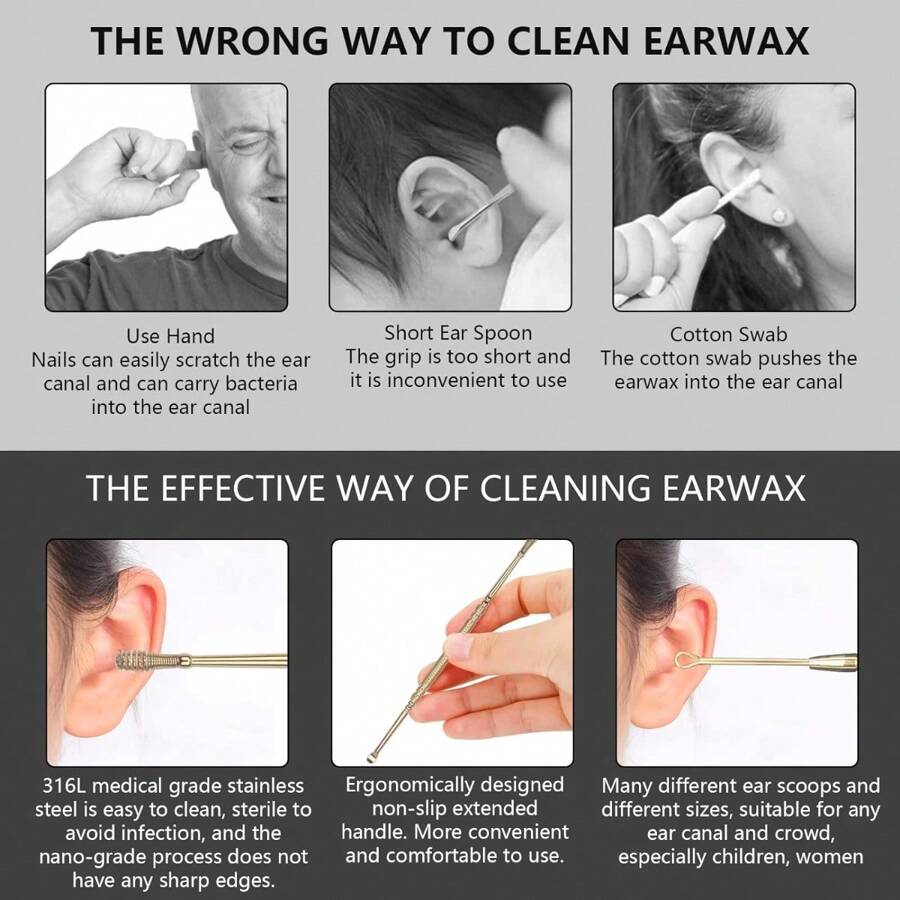 6 Piece Ear Wax Removal Kit Professional Ear Wax Removal Tool With Two Headsspp Local Pro Mx