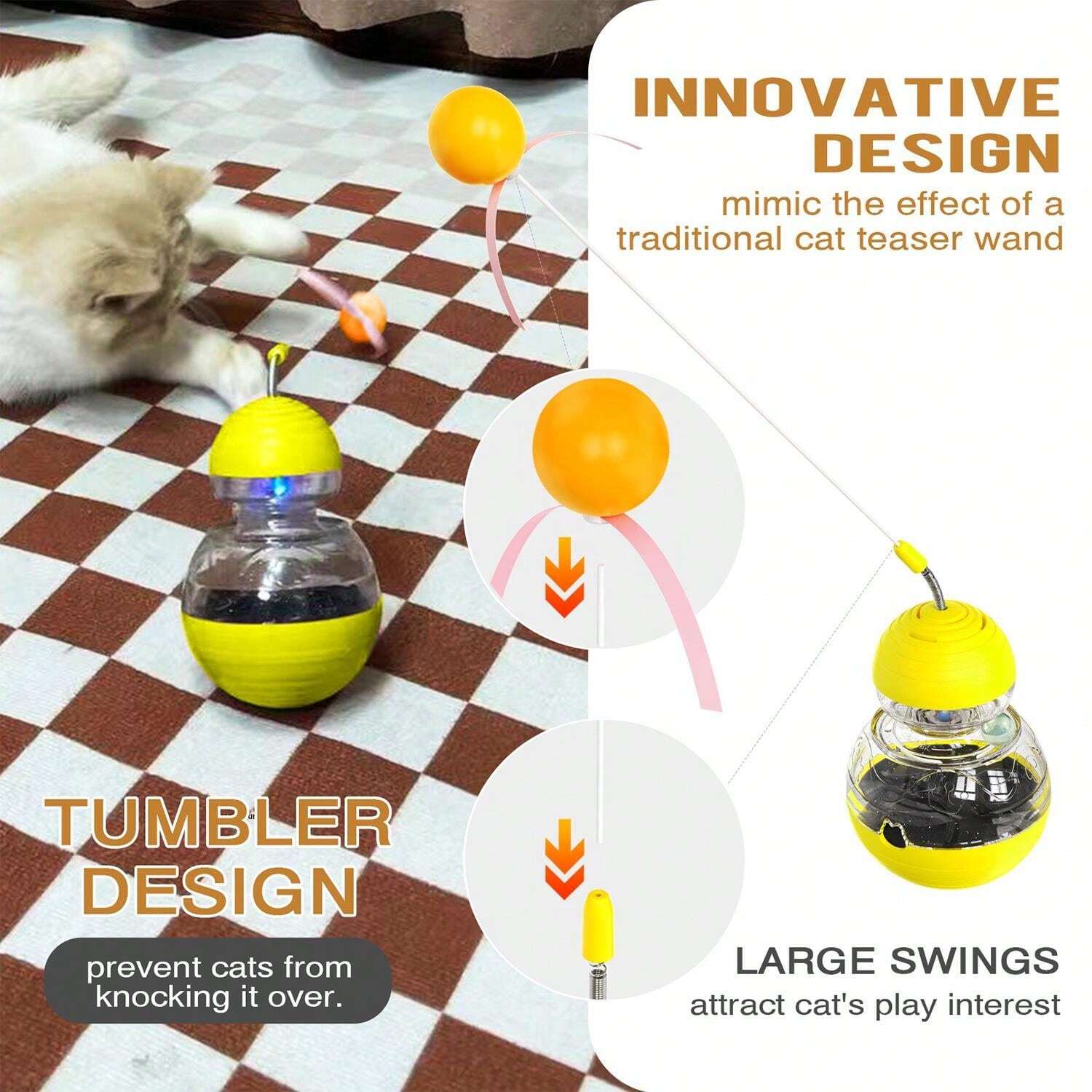 Brinquedos interativos para gatos de interior, Vara de brinquedo para ...