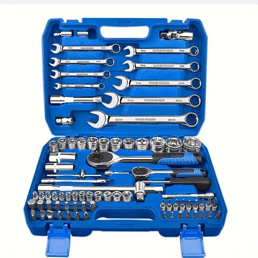 82 Pcs Socket Set Auto Repair Tool Box, Quick Release Aleeve Ratchet Wrench, Metric Socket Set ...