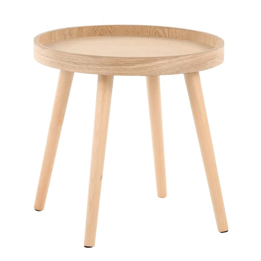 Pebble Mid-Century Modern Side Table Set In Natural Wood By LumiSource ...