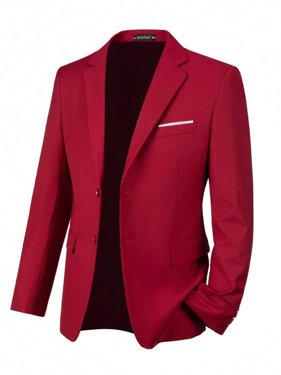 Men's Slim Fit Burgundy Suit Jacket, Stylish Business Casual | SHEIN USA