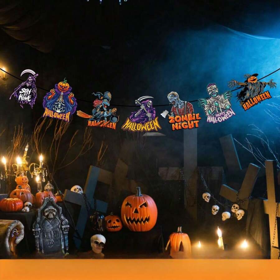 Halloween Decoration Hanging Flags, Atmosphere Decor Banners, Ghost ...