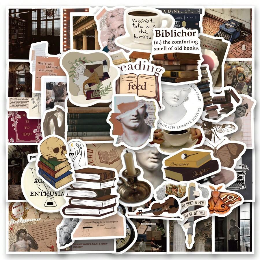 60PCS Dark Academia Stickers Aesthetic Vinyl Stickers Decals Scrapbook ...