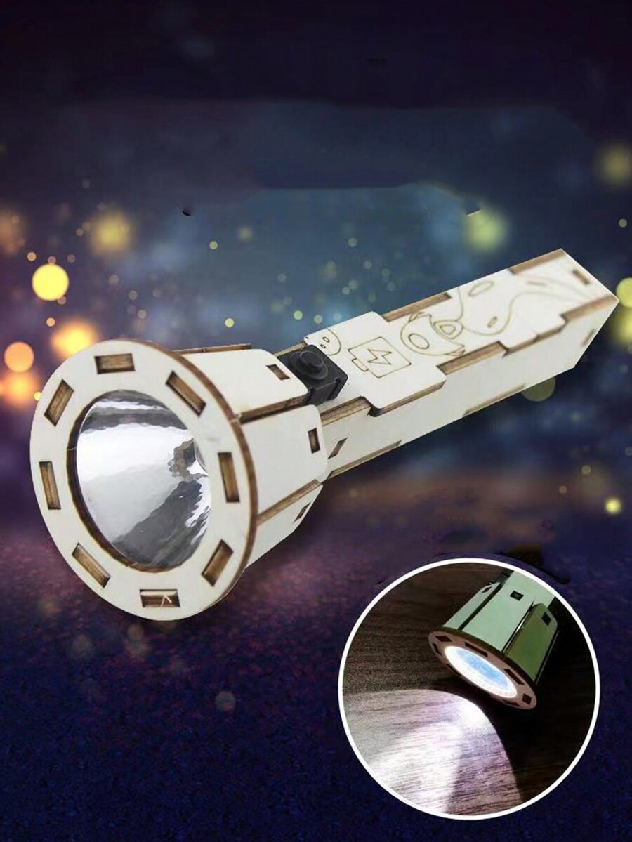 3D Wooden Puzzle Flashlight Model Kits DIY Small Production Set For ...
