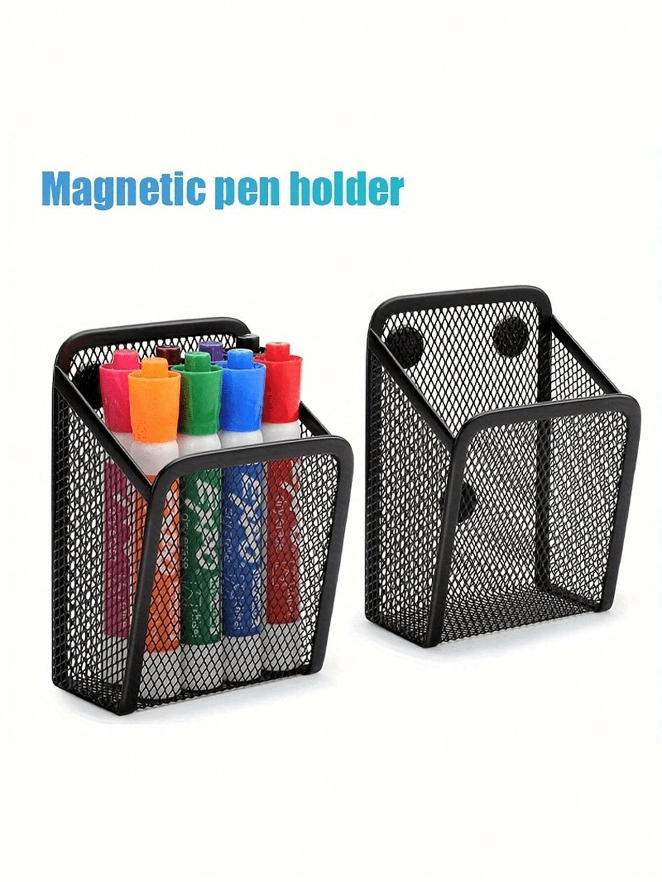 Magnetic Mesh Pen Holder 1 Basket,Metal Iron Mesh Pen Holder, Square ...