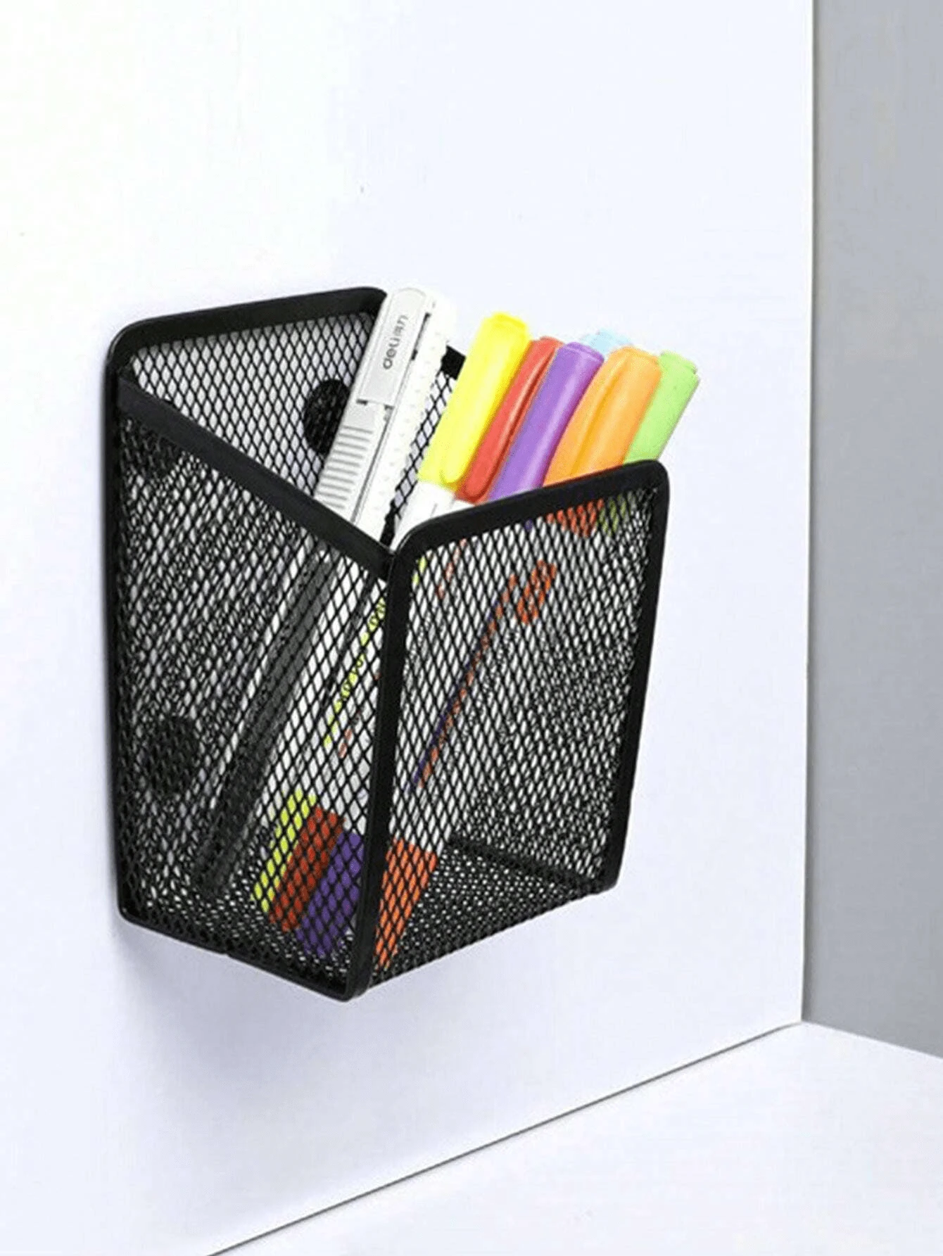 Magnetic Mesh Pen Holder 1 Basket,Metal Iron Mesh Pen Holder, Square ...