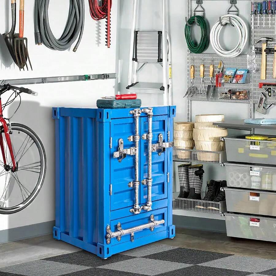Container Storage Cabinet Industrial Style Storage Cabinet 25.5x19.6x14 ...