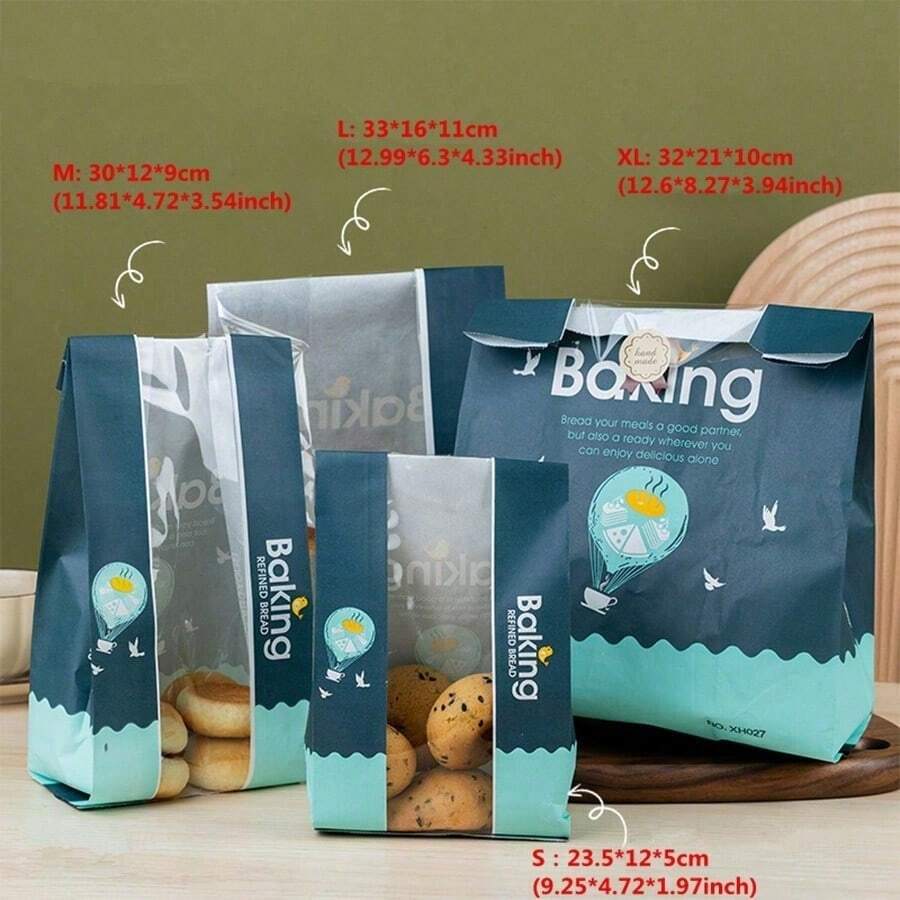 Kraft Paper Bread Bags Waterproof Anti Oil Toast Package With Clear ...