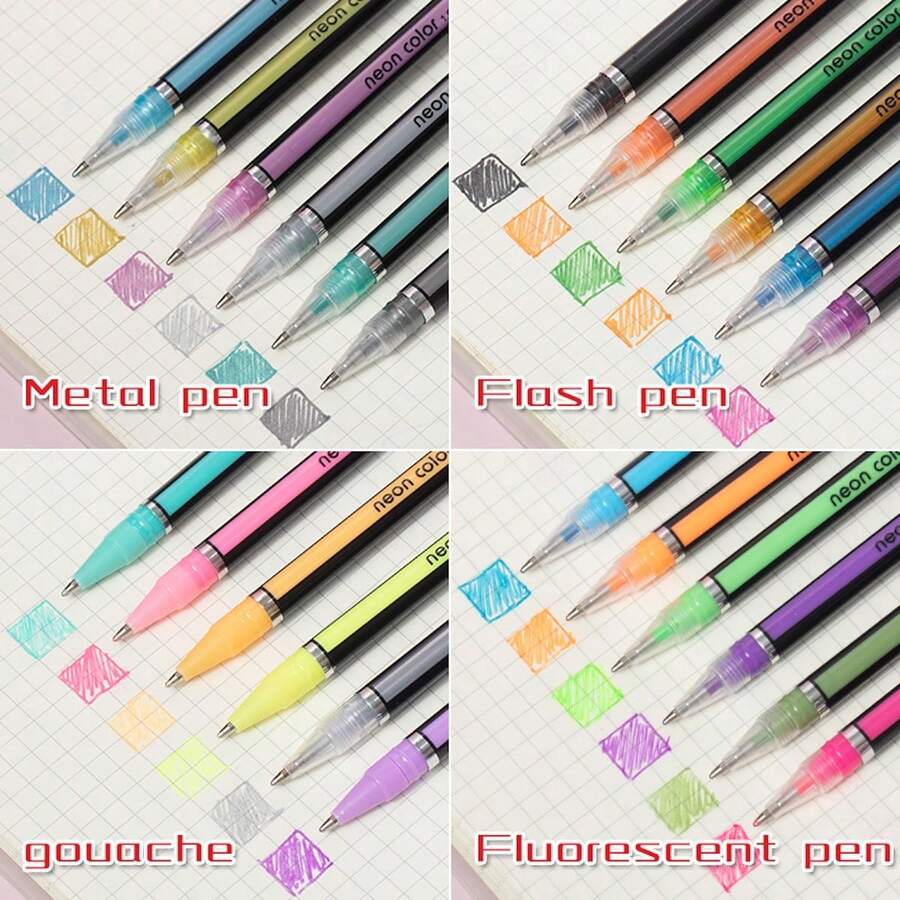 Flash Pen Color Marking Pen Set Fluorescent Pen 1.0 Neutral Pen Color ...