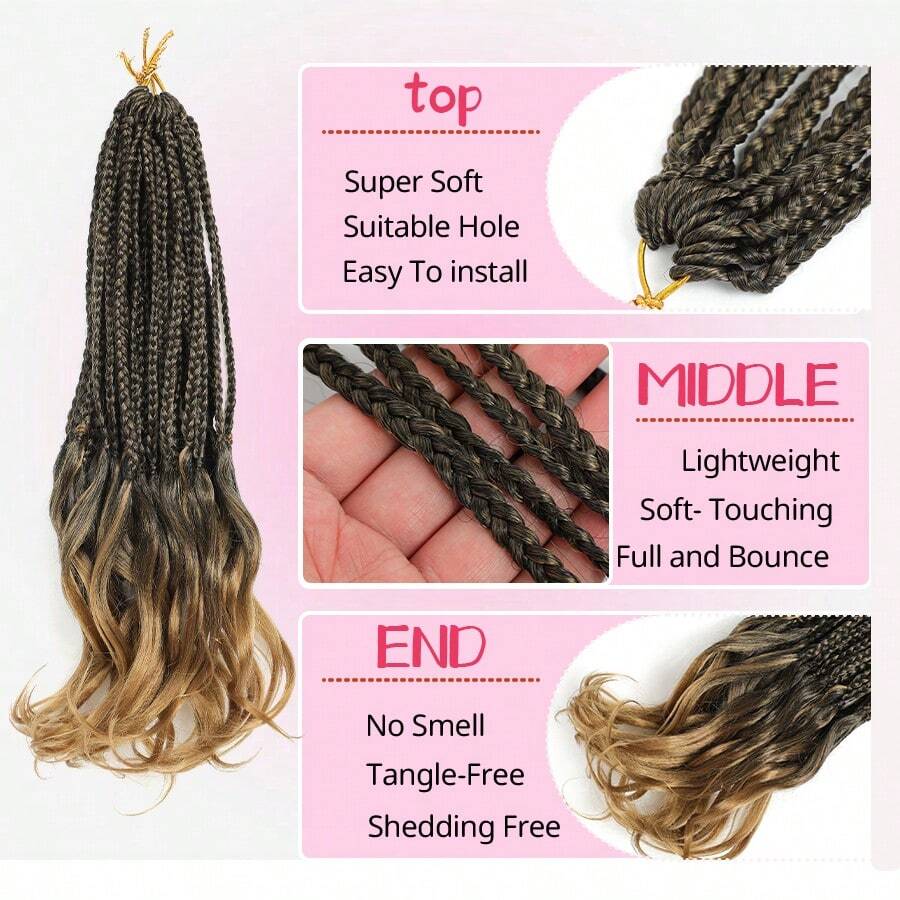 8 Packs French Curly Braiding Hair, Perience 14 Inch Bouncy Braiding ...