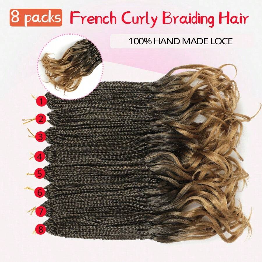 8 Packs French Curly Braiding Hair, Perience 14 Inch Bouncy Braiding ...