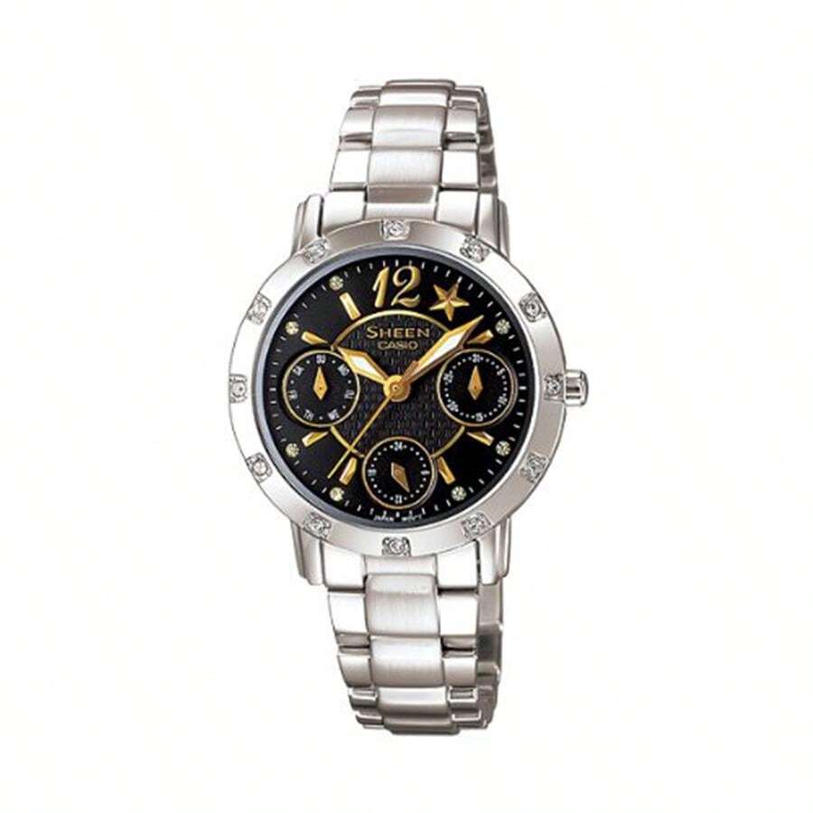 Casio SHEEN Series Women Watches Waterproof Stainless Steel Strap Black ...