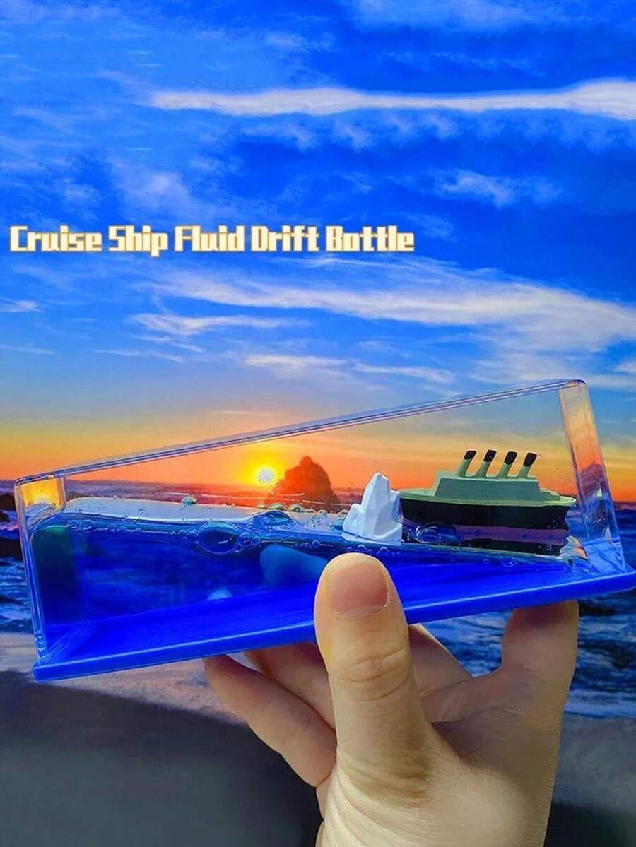 Cruise Ship Liquid Hourglass Ship Drifting Bottle Floating Boat In ...