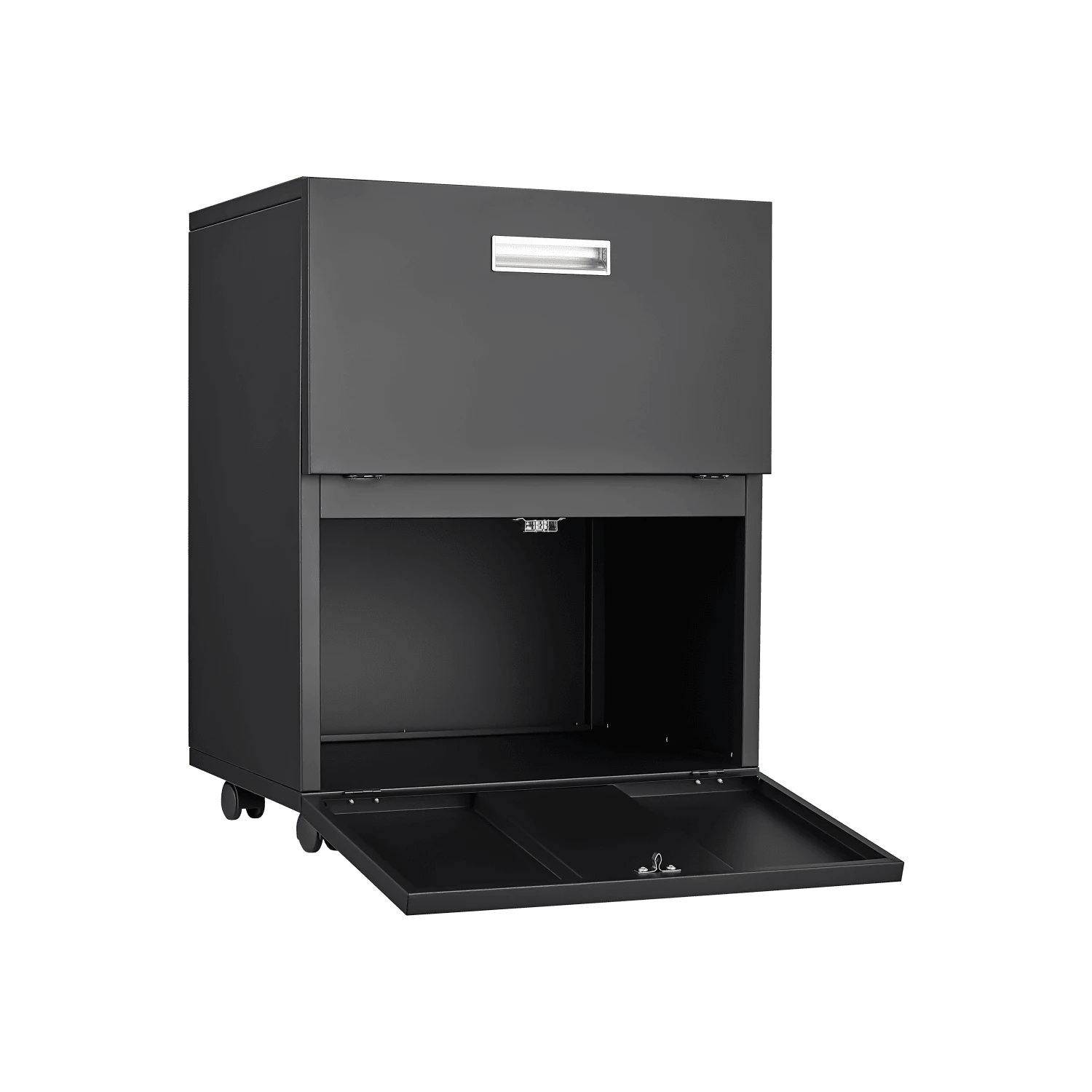 Office Furniture Copier Cabinet Black 2 Door Steel Copier Stand Mobile ...