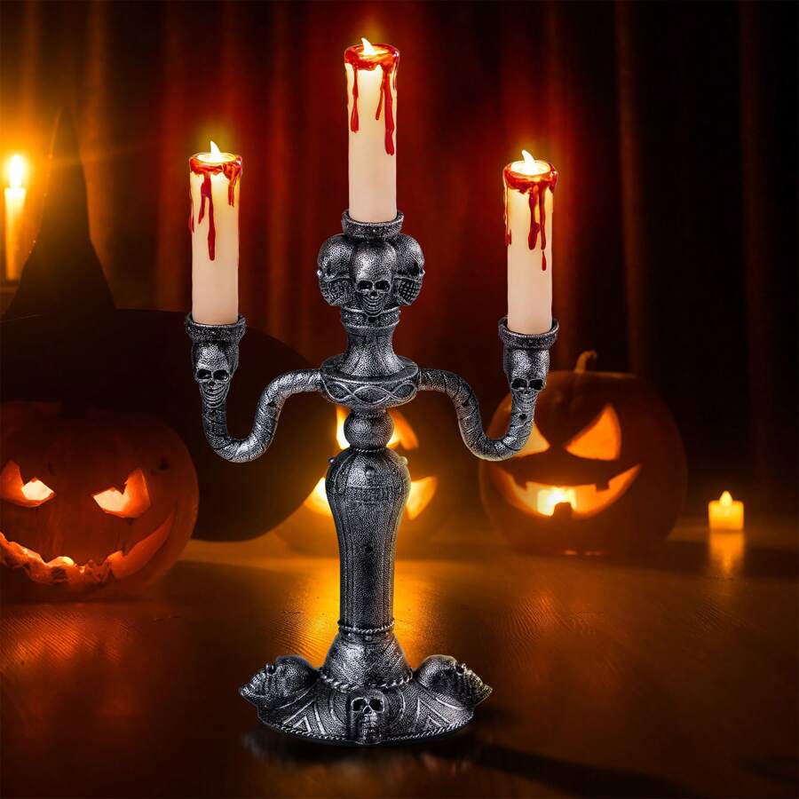 SYNCFUN Halloween Candelabra LED Candles With 6-Hour Timer, Light Up ...
