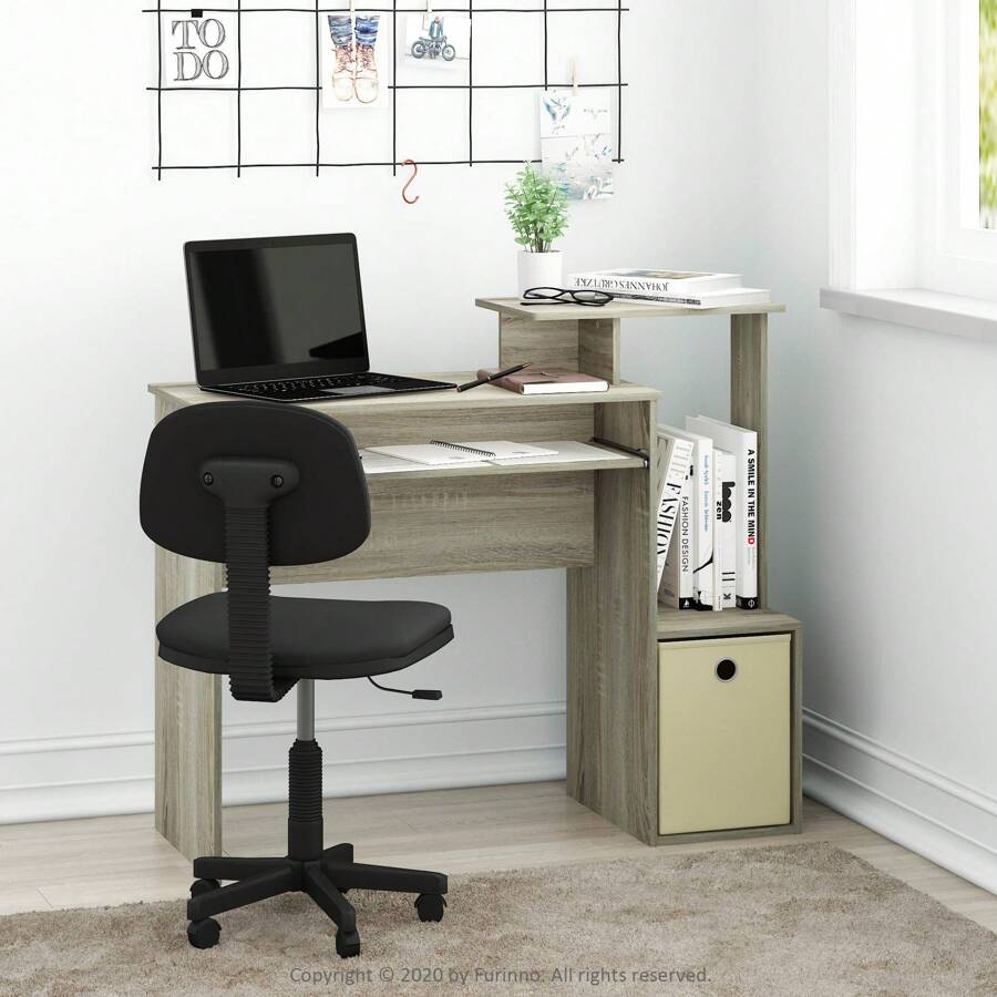 Econ Small Computer Desk With Keyboard Tray, Writing Desk With Side ...