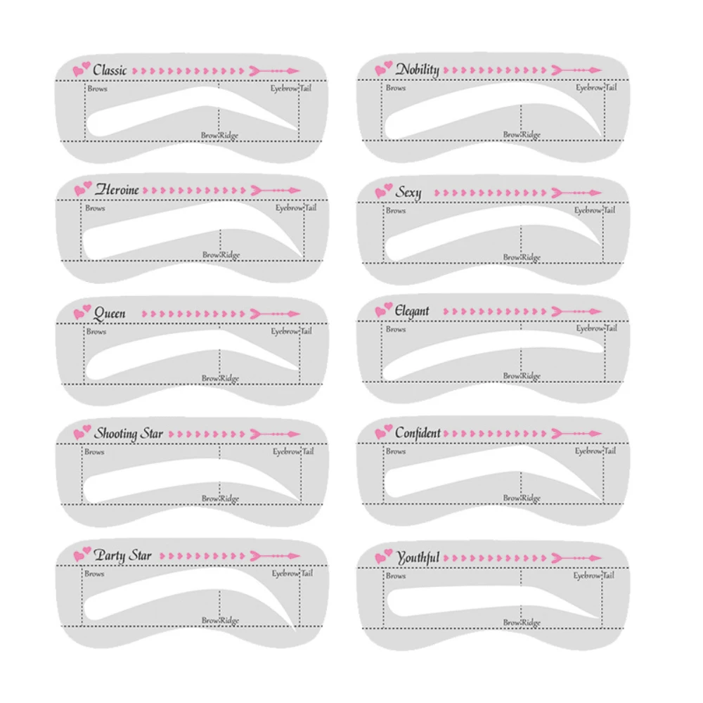 10pcs Eyebrow Template Eyebrow Set Different Eyebrow Shapes, Reusable ...