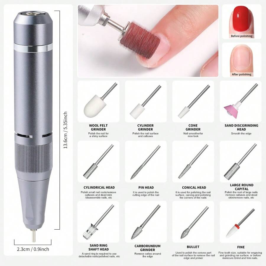 40000 RPM Electric Nail Drill Kit - Rechargeable & Portable Pro Efile ...